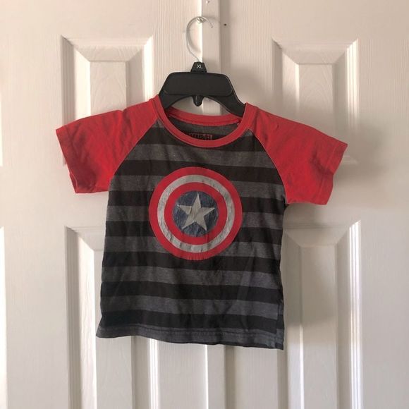 Marvel | Shirts & Tops | 62 Marvel Grey Black Striped Captain America ...